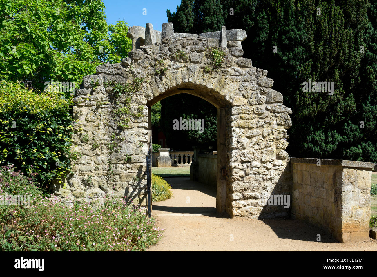 Stone gateway in Trendell Gardens, Abingdon, Oxfordshire, England, UK ...