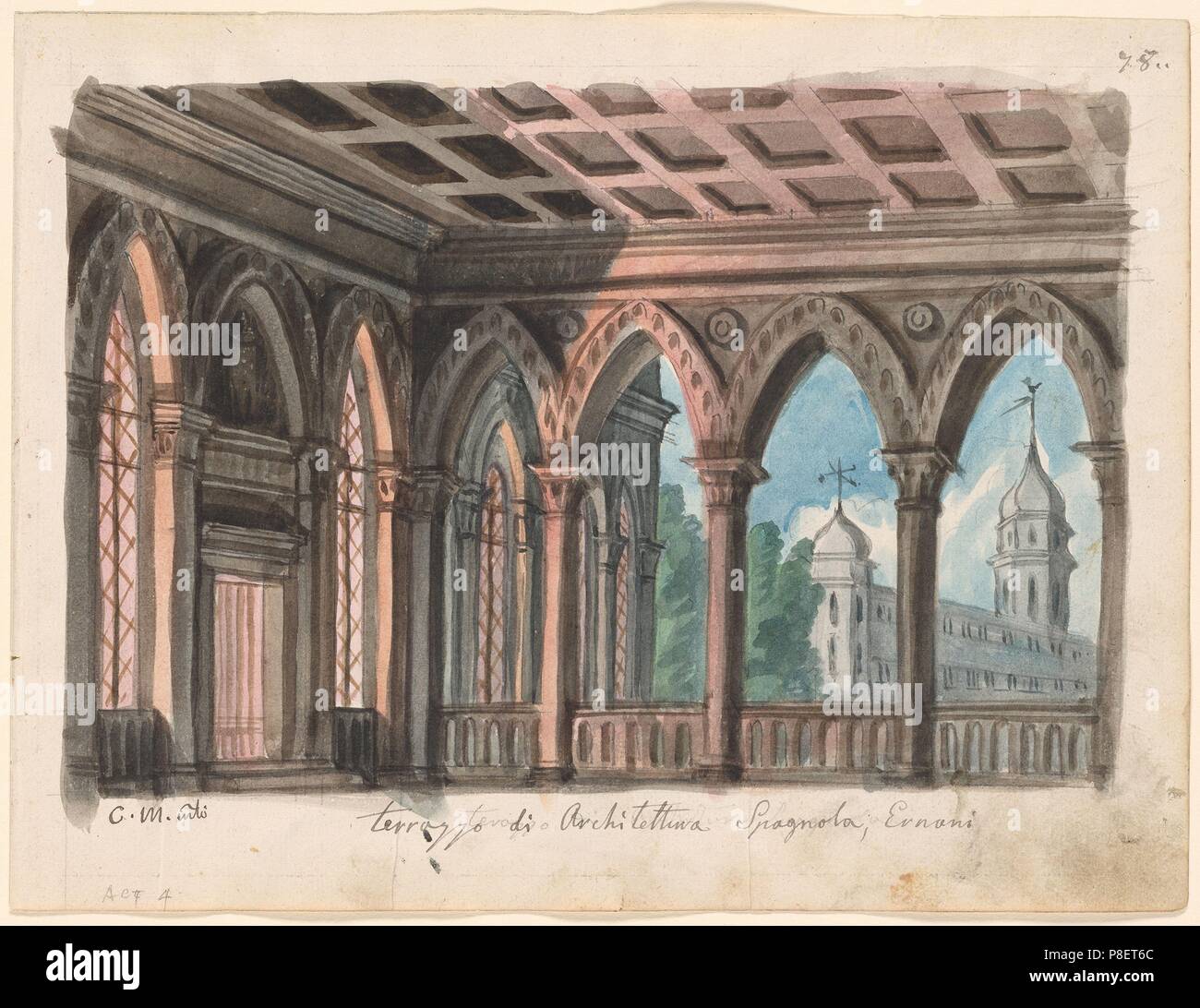 Set design for the Opera Ernani by Giuseppe Verdi. Museum: The Morgan ...
