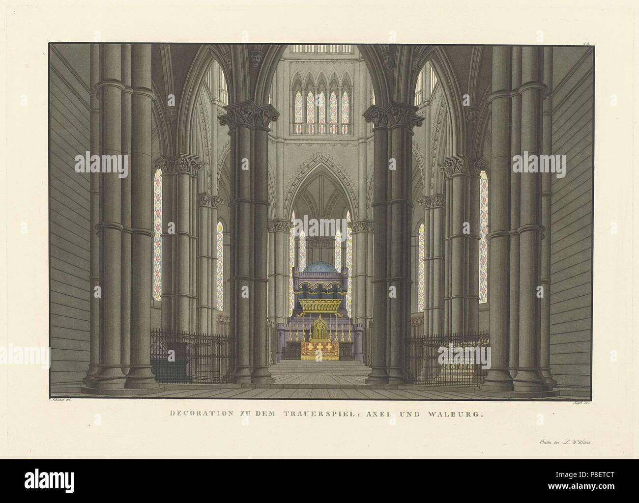 Stage design for the tragedy The Bride of Messina by Friedrich Schiller ...