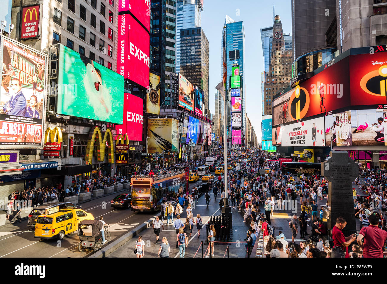 New York City, USA - June 20, 2018: Scenic view of Times Square with a ...