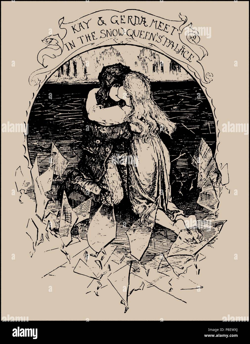 Kay and Gerda. The Snow Queen. Illustration from The Pink Fairy Book by ...