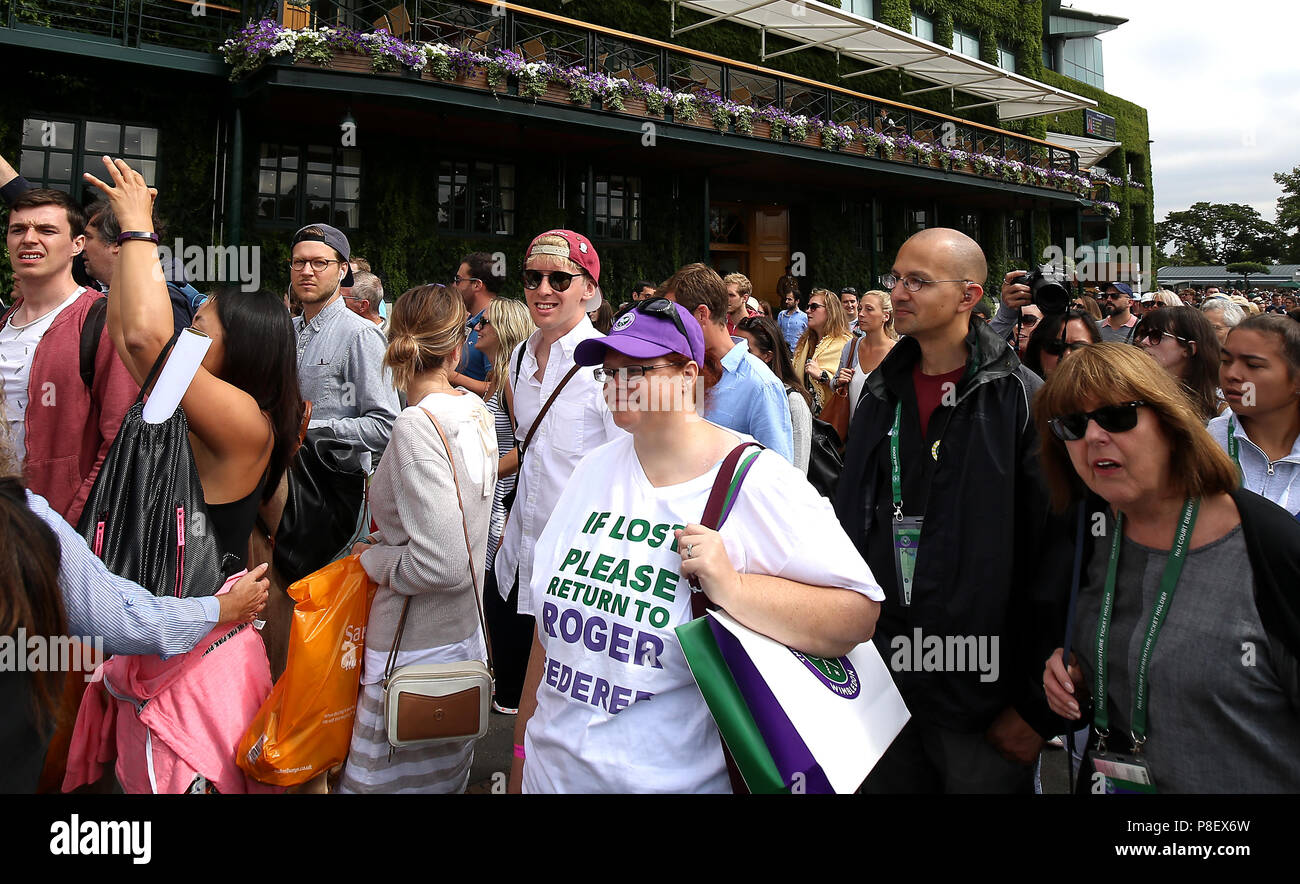 A Roger Federer fan at the start of day nine of the Wimbledon ...