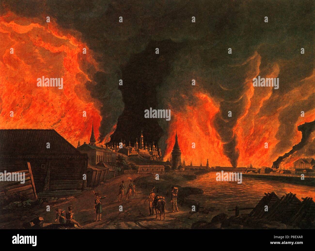 Fire of Moscow on 15th September 1812 (After a painting by H.J ...