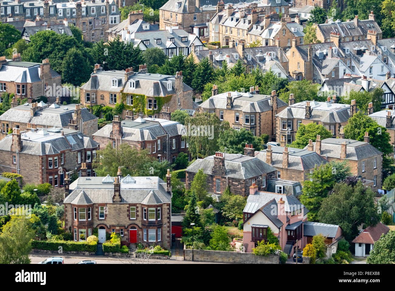 Large villas in upmarket Morningside district of Edinburgh, Scotland ...