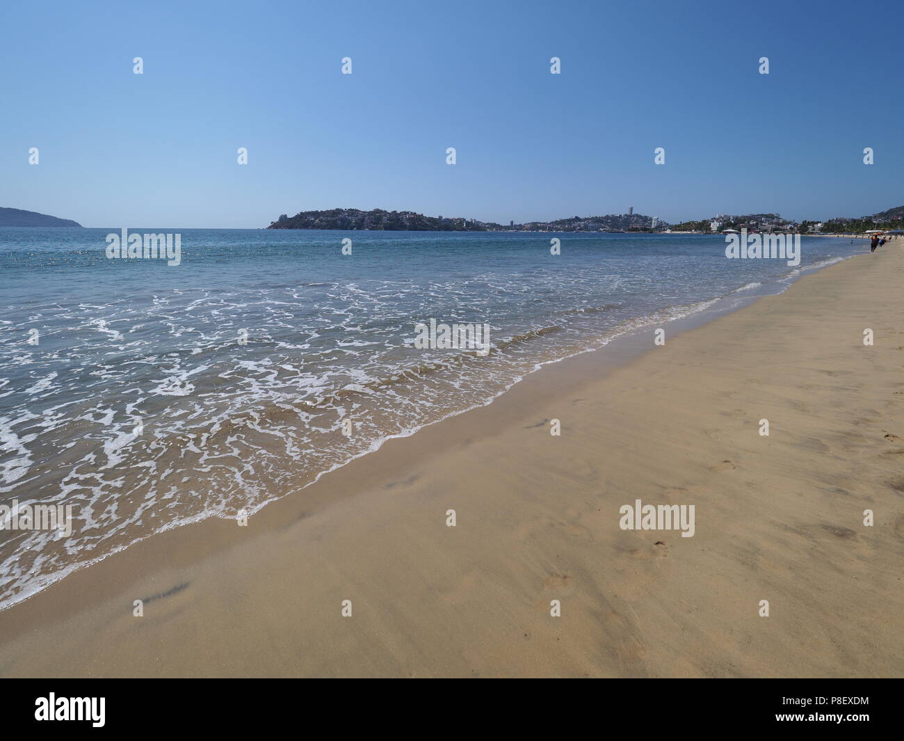 Interesting view of sandy beach at bay of ACAPULCO city in Mexico with ...