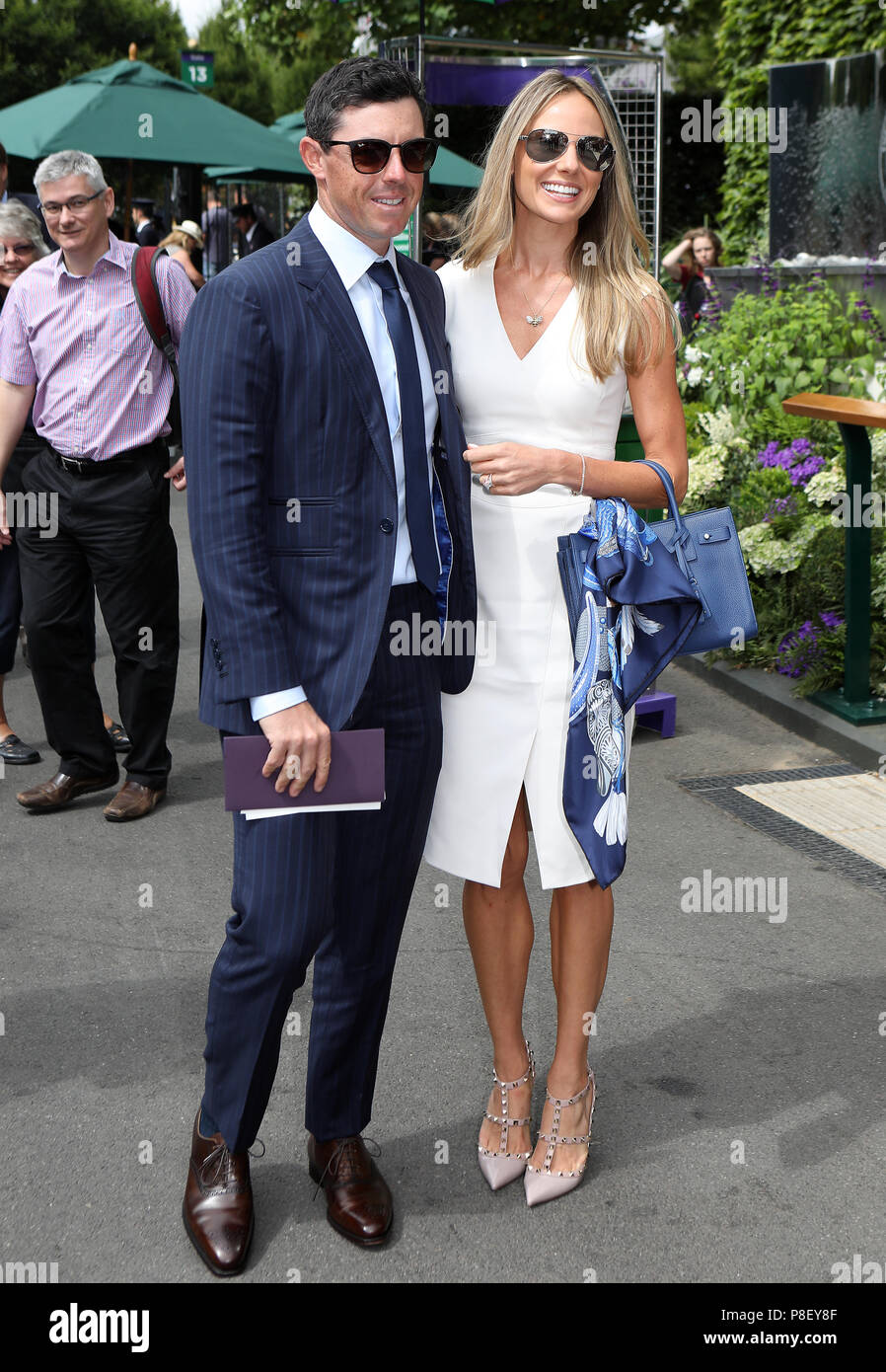 Rory and Erica McIlroy on day nine of the Wimbledon Championships at ...