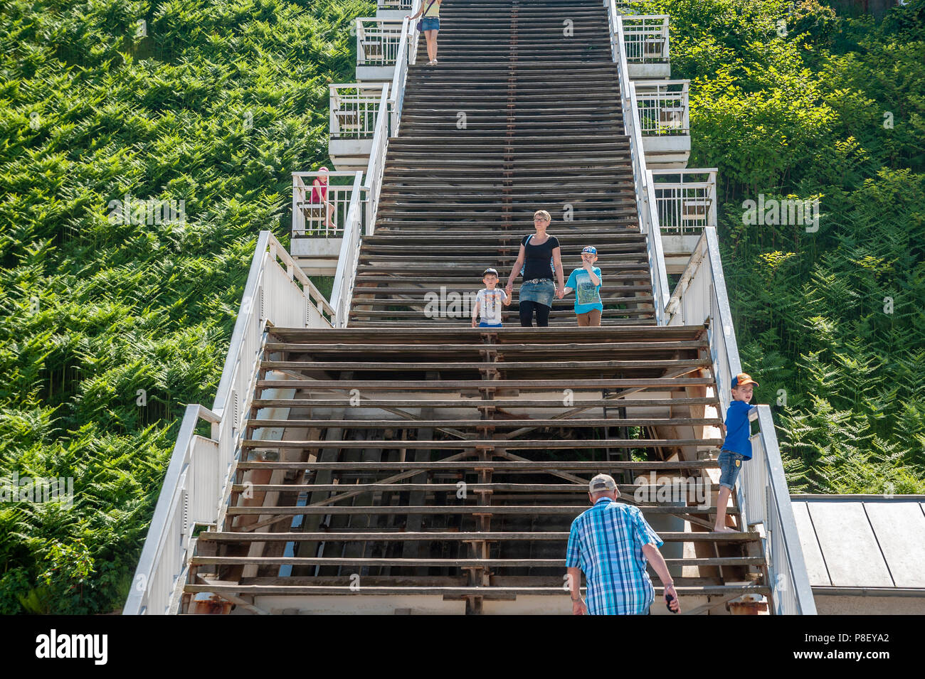 Wooden steep stairs hi-res stock photography and images - Alamy