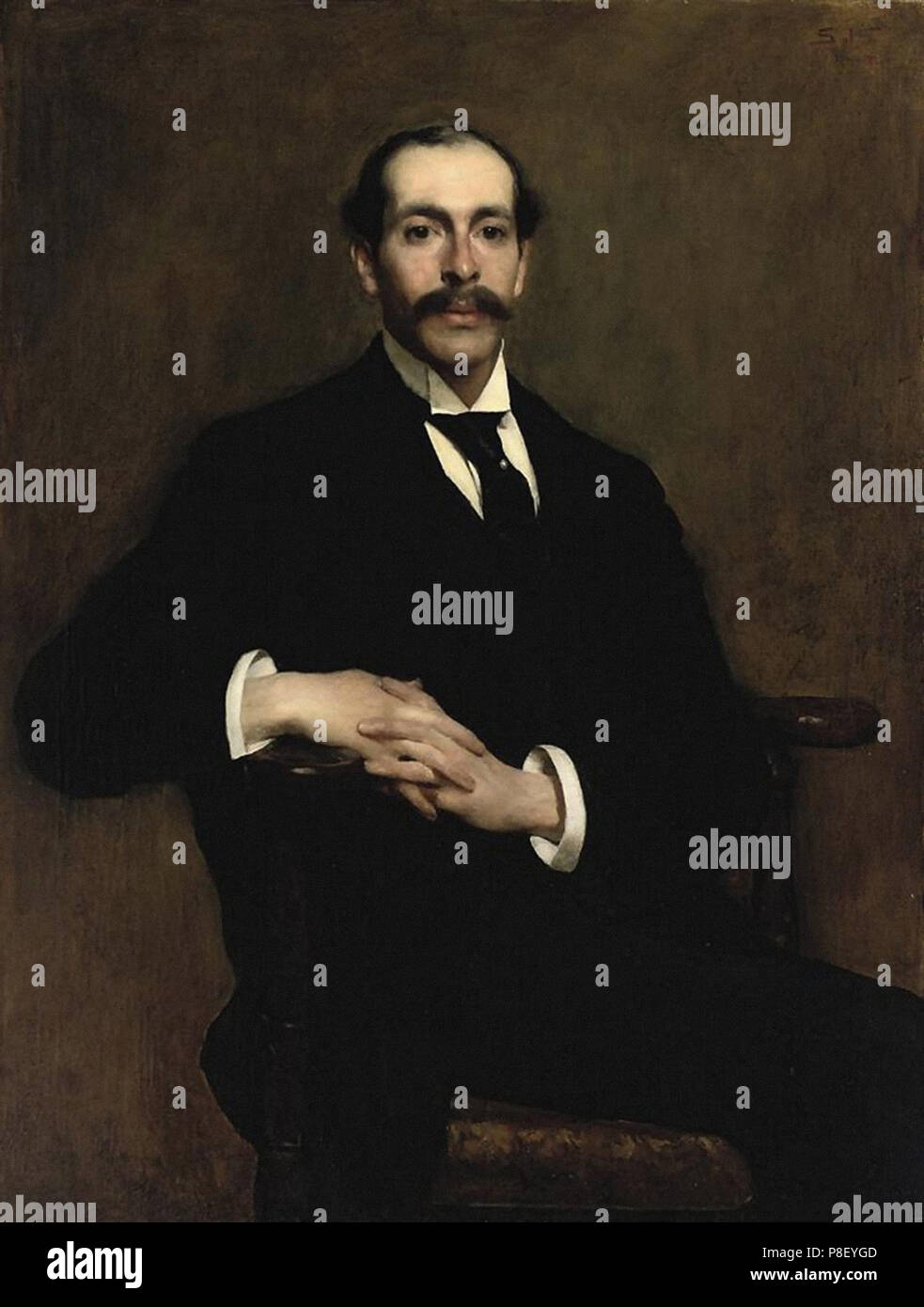Solomon Solomon Joseph - Portrait of a Gentleman in a Black Suit and ...