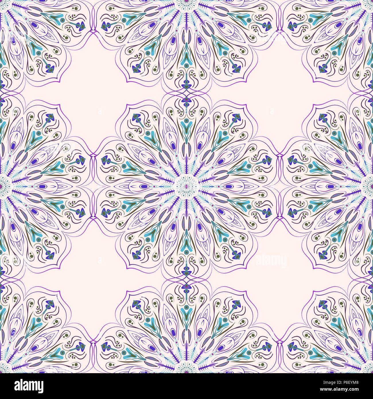 Vector illustration. Seamless pattern of mandalas Stock Vector Image ...