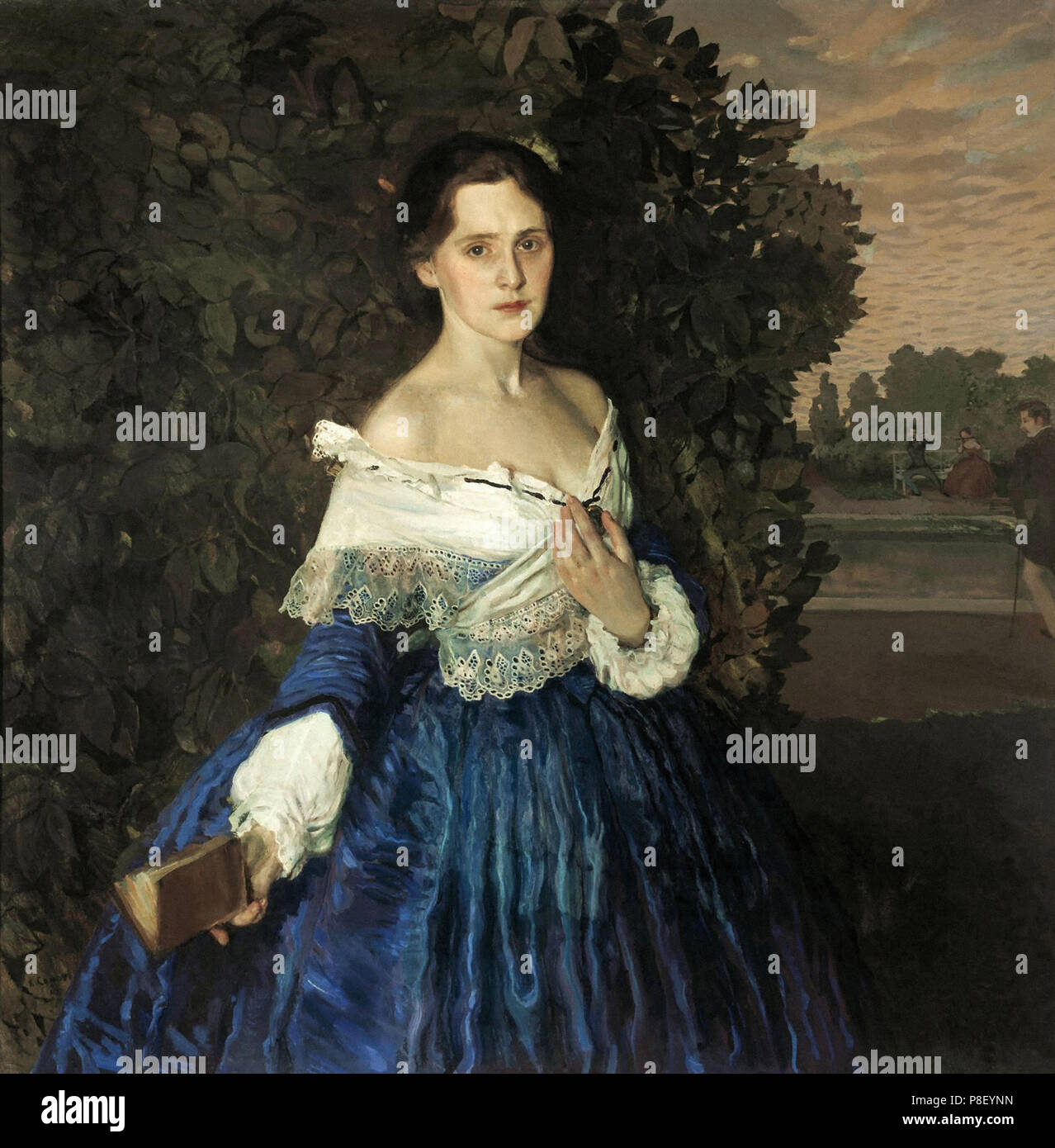 Somov Constantin - Lady in Blue. Portrait of the Artist Yelizaveta ...