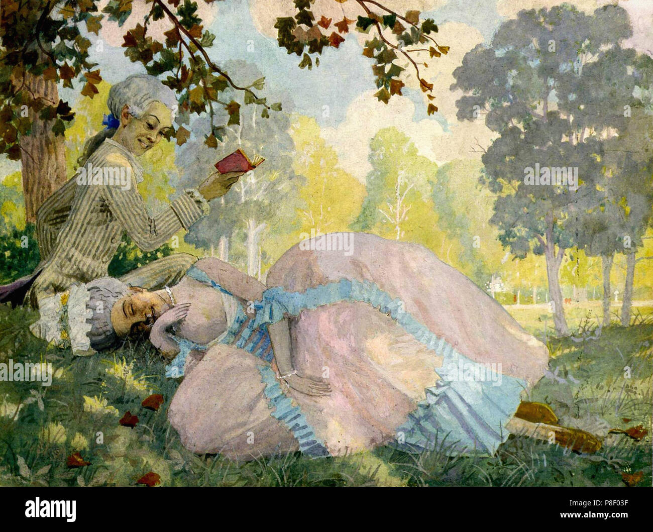 Somov Constantin - Young Woman Fallen Asleep on the Grass 2 (Promenade ...