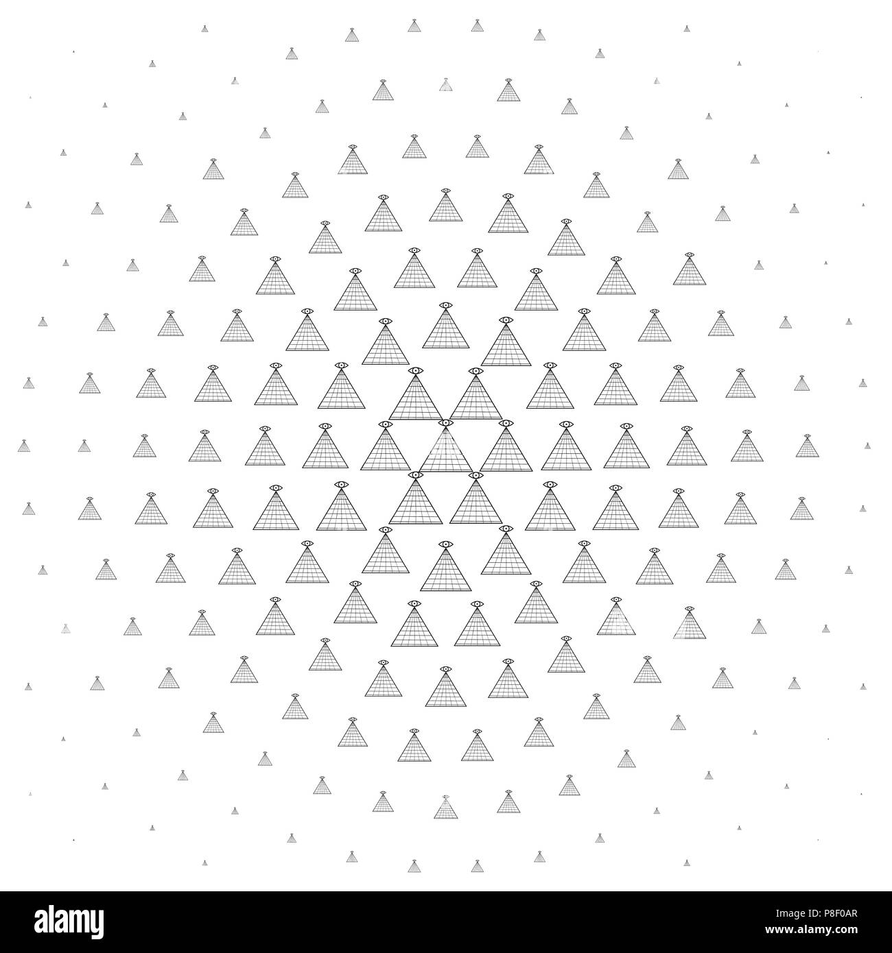 Vector dots halftone. Black Pyramid masons, eye on white background ...