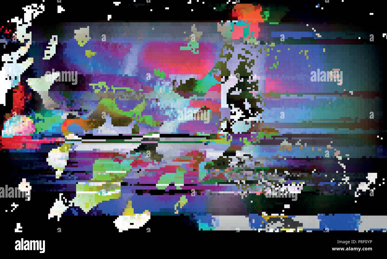 Stock vector illustration. Glitch style computer screen error templates ...