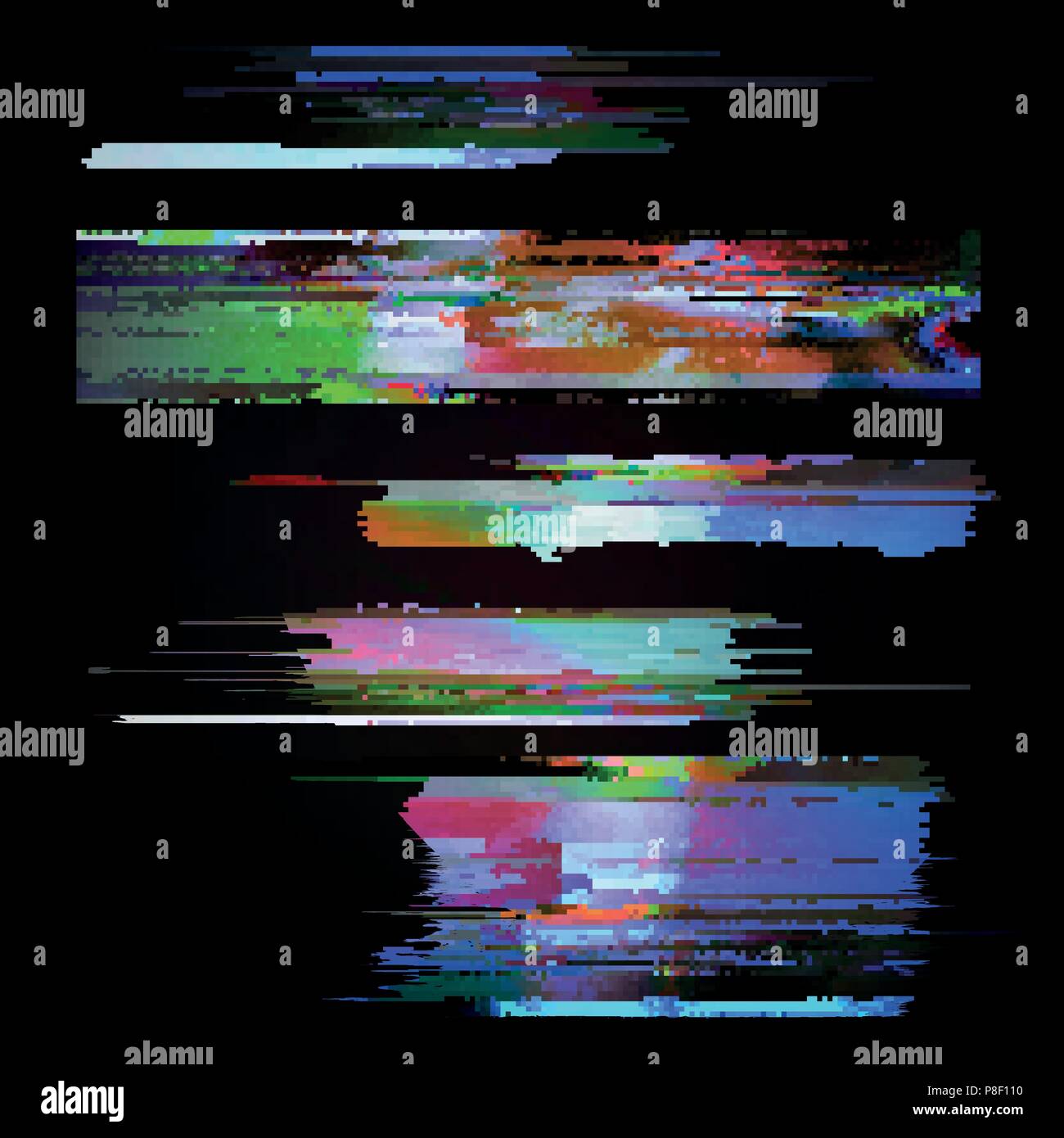 Stock vector illustration. Glitch style computer screen error templates ...