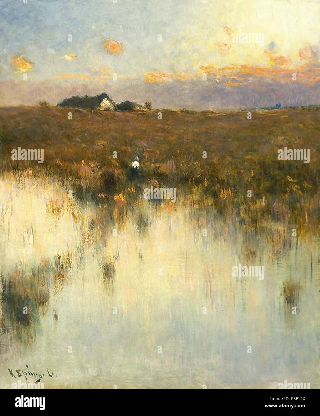 Spanyi Bela - Landscape with Stork Stock Photo - Alamy