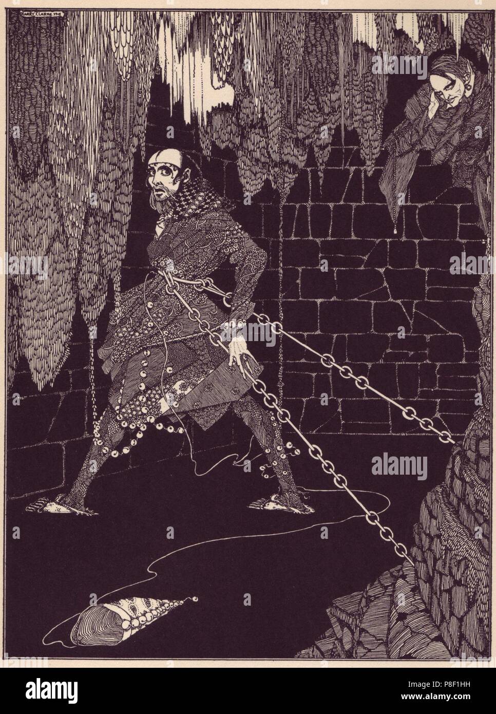 Illustration for the story "The Cask of Amontillado" by Edgar Allan Poe ...