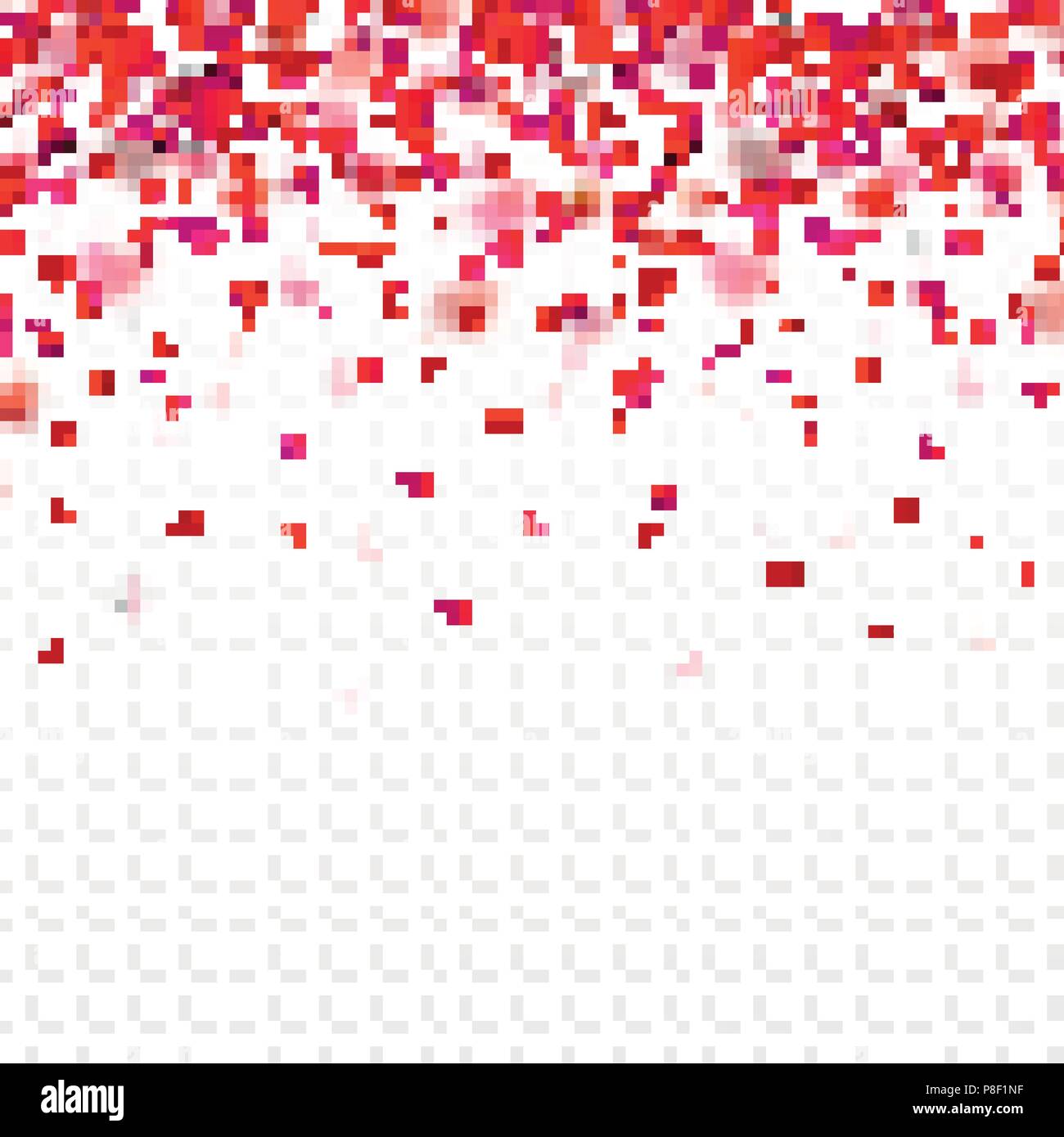 Stock vector illustration realistic falling shiny red hearts isolated ...