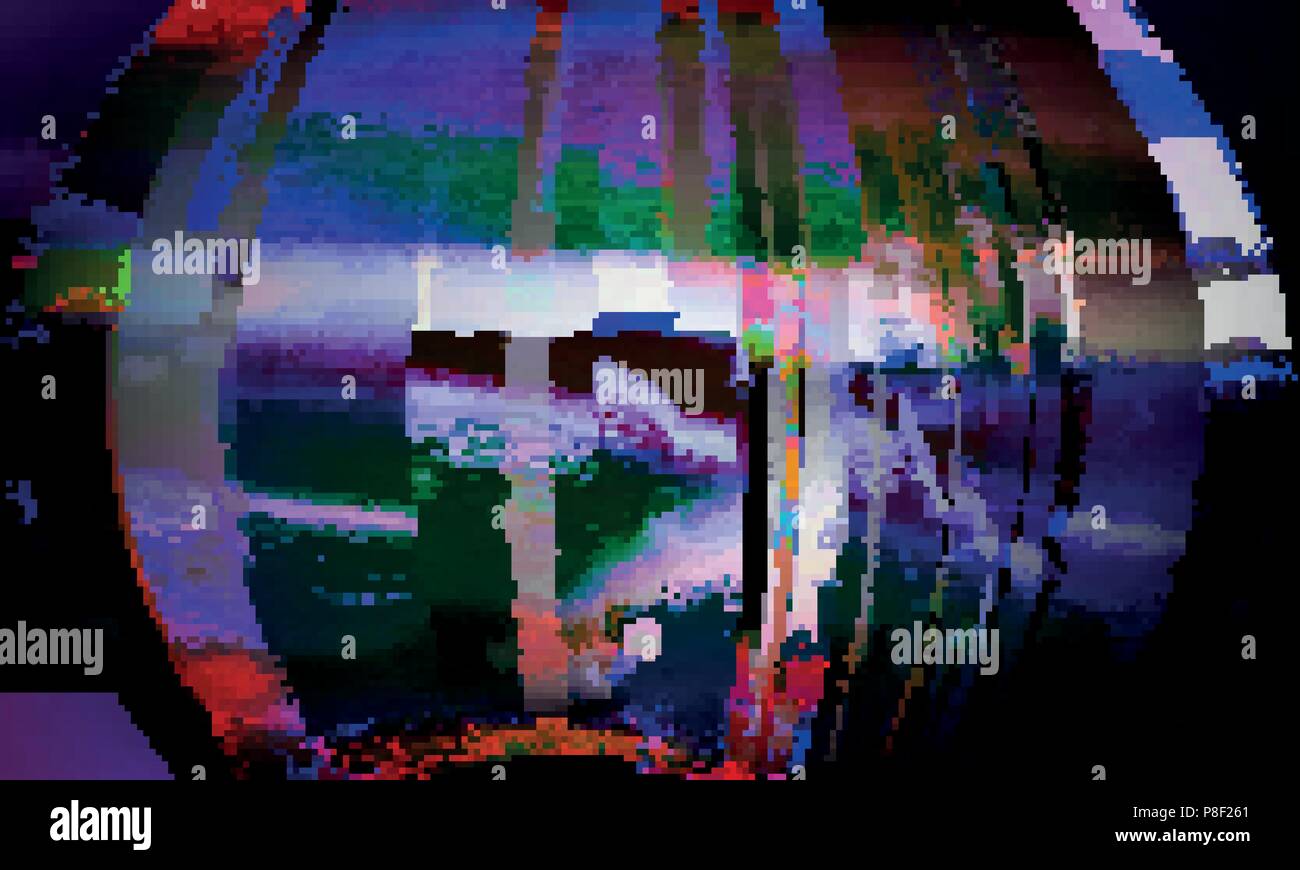 Stock vector illustration. Glitch style computer screen error templates ...