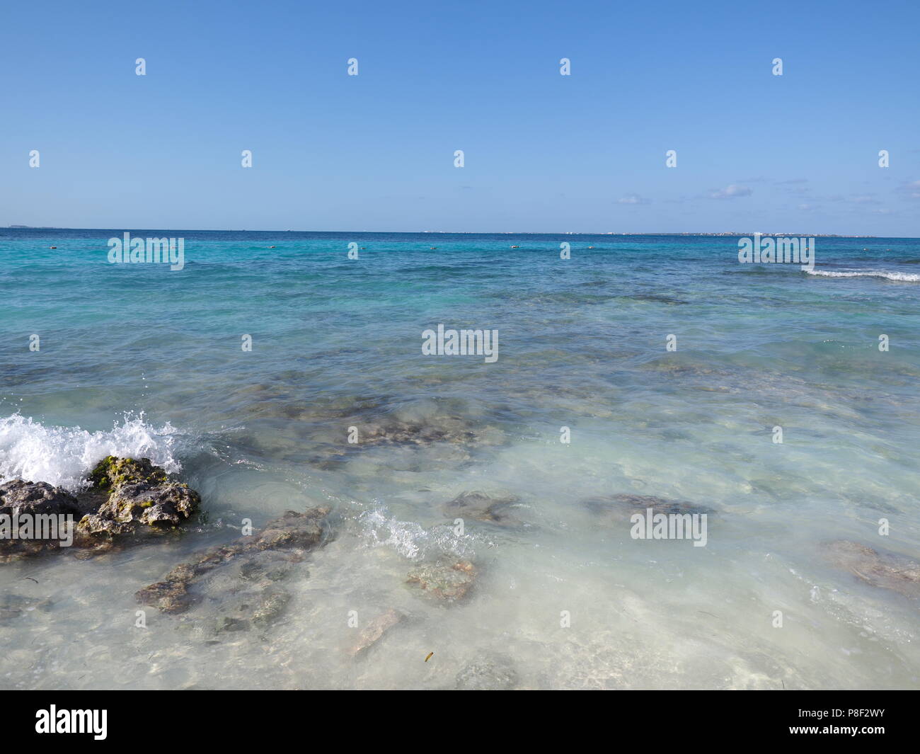 Interesting seascape panoramic view of turquoise waters of Caribbean ...