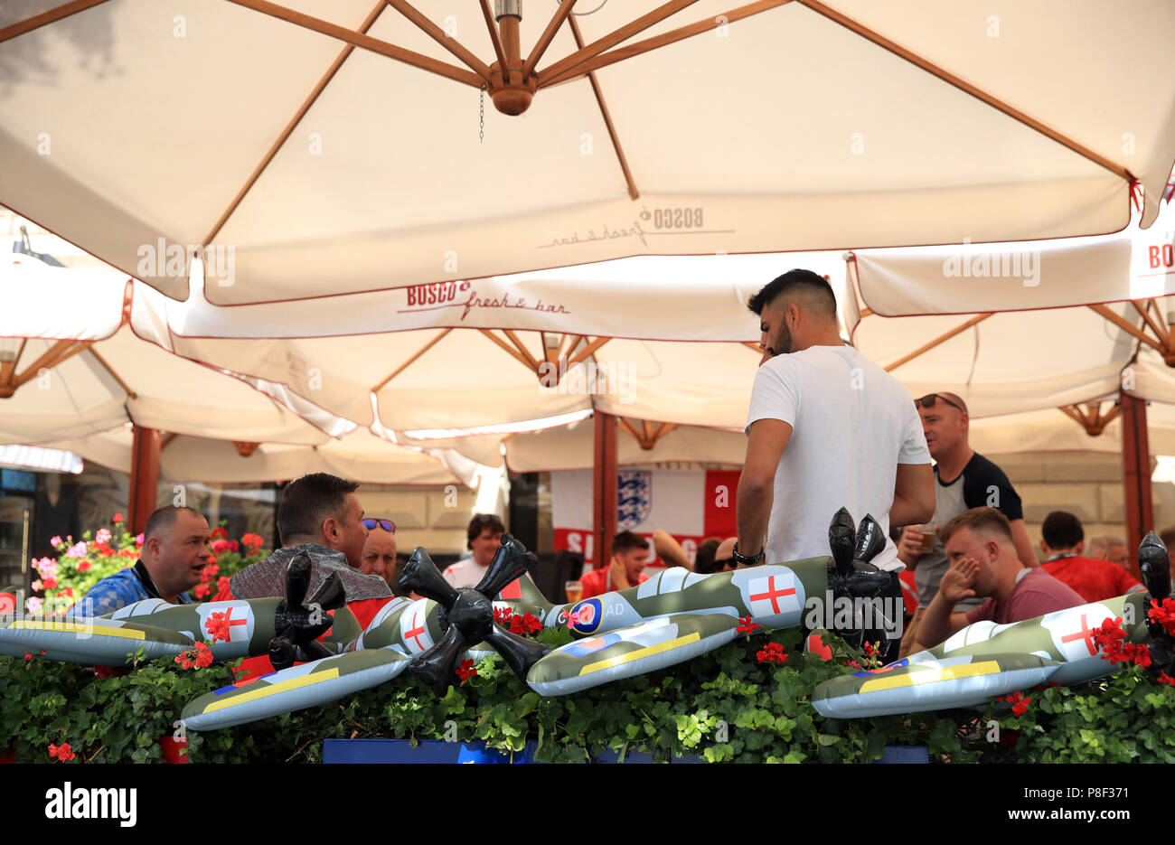 England fans with replica Spitfires near Red Square before the FIFA ...