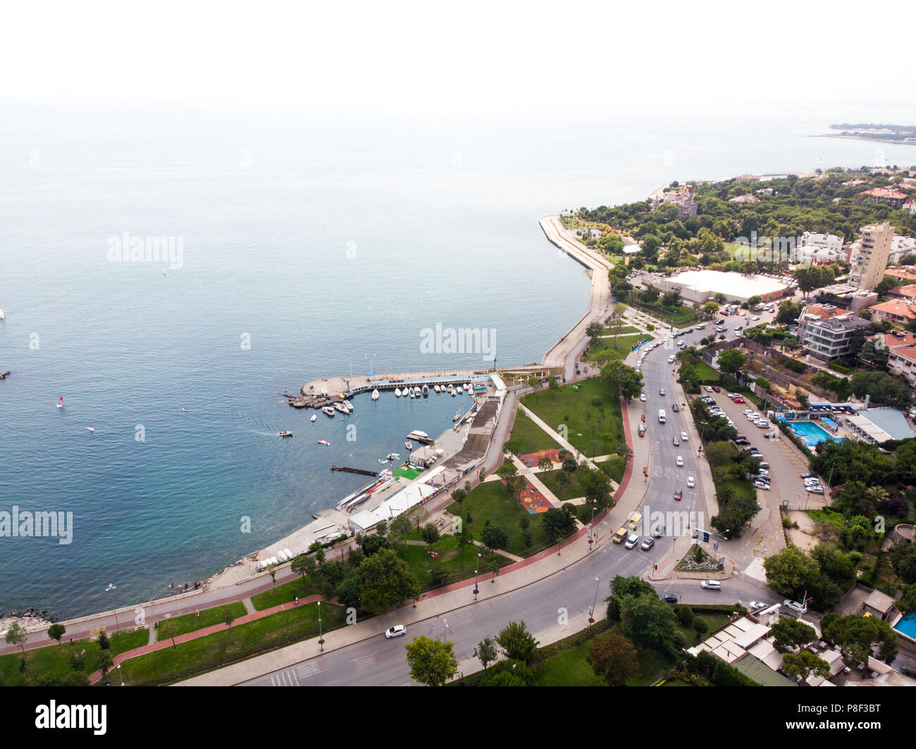 Aerial Drone View of Caddebostan / Istanbul Seaside. Cityscape Stock Photo - Alamy