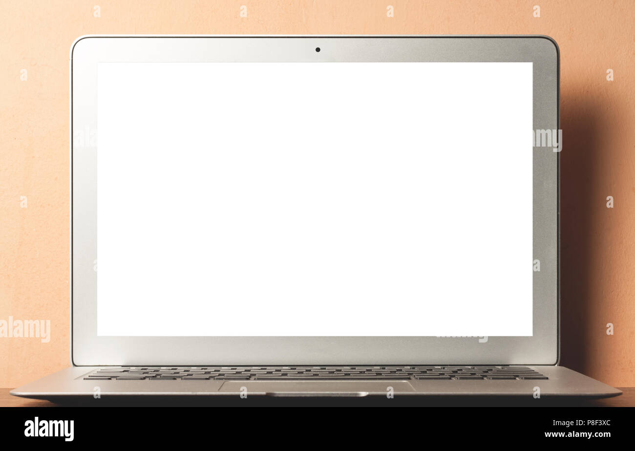 Modern laptop with blank screen. Background for mockup Stock Photo - Alamy