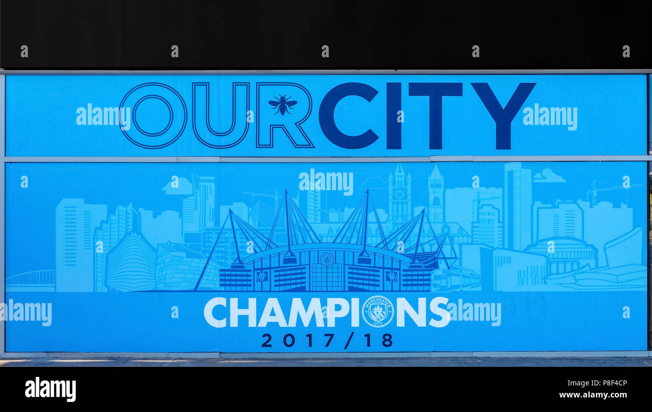 MANCHESTER, UNITED KINGDOM - MAY 19 2018: Manchester City Football Club ...