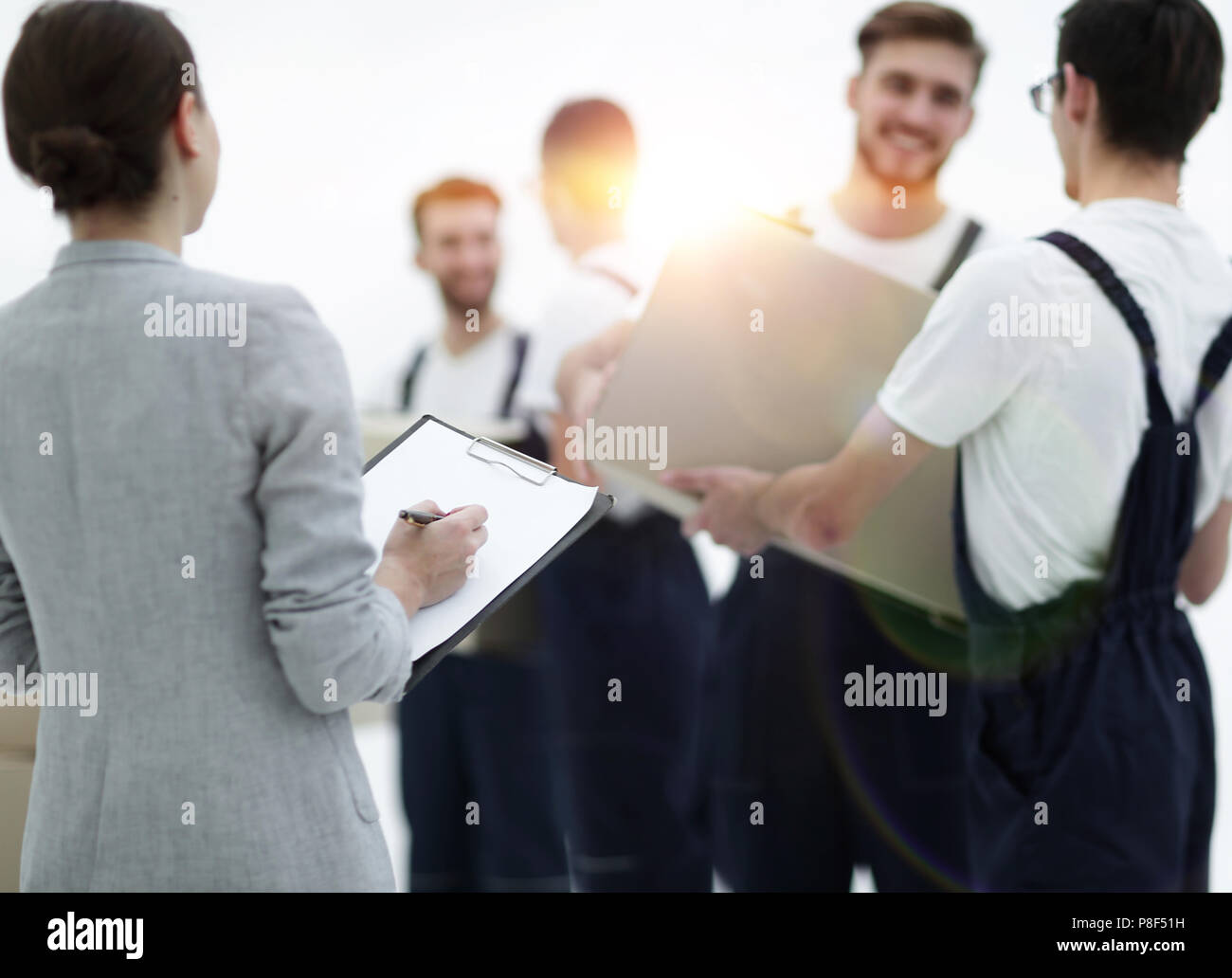 A team of professionals engaged in cargo transportation Stock Photo - Alamy