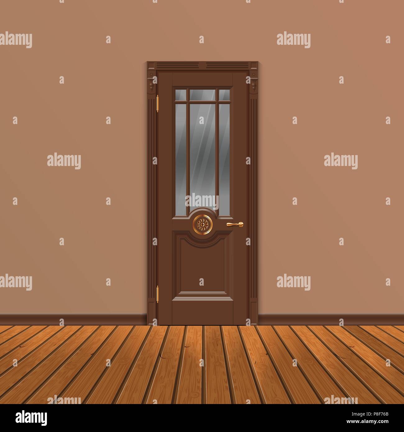 wooden entrance door vector Stock Vector Image & Art - Alamy