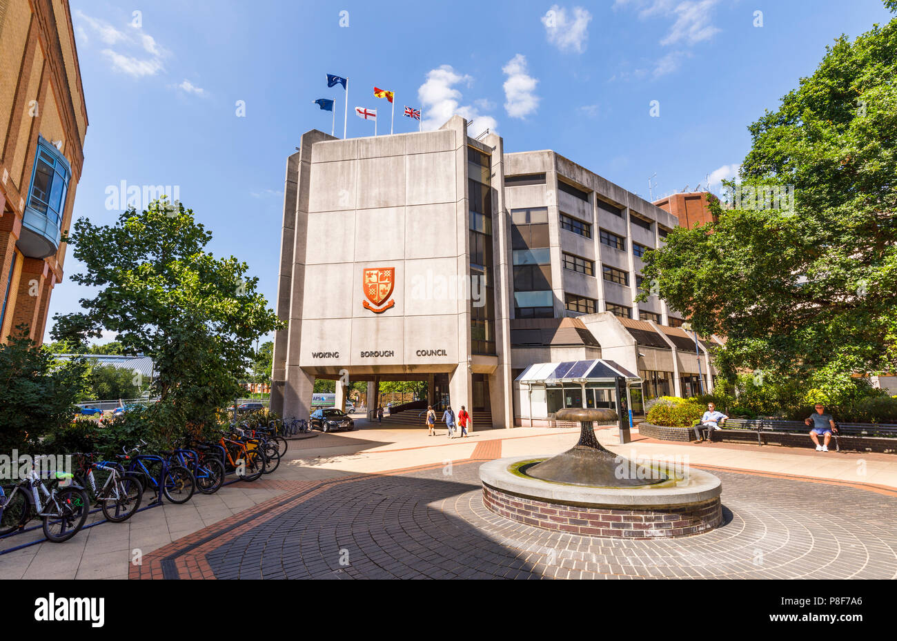 Modern concrete civic offices of local authority, Woking Borough ...