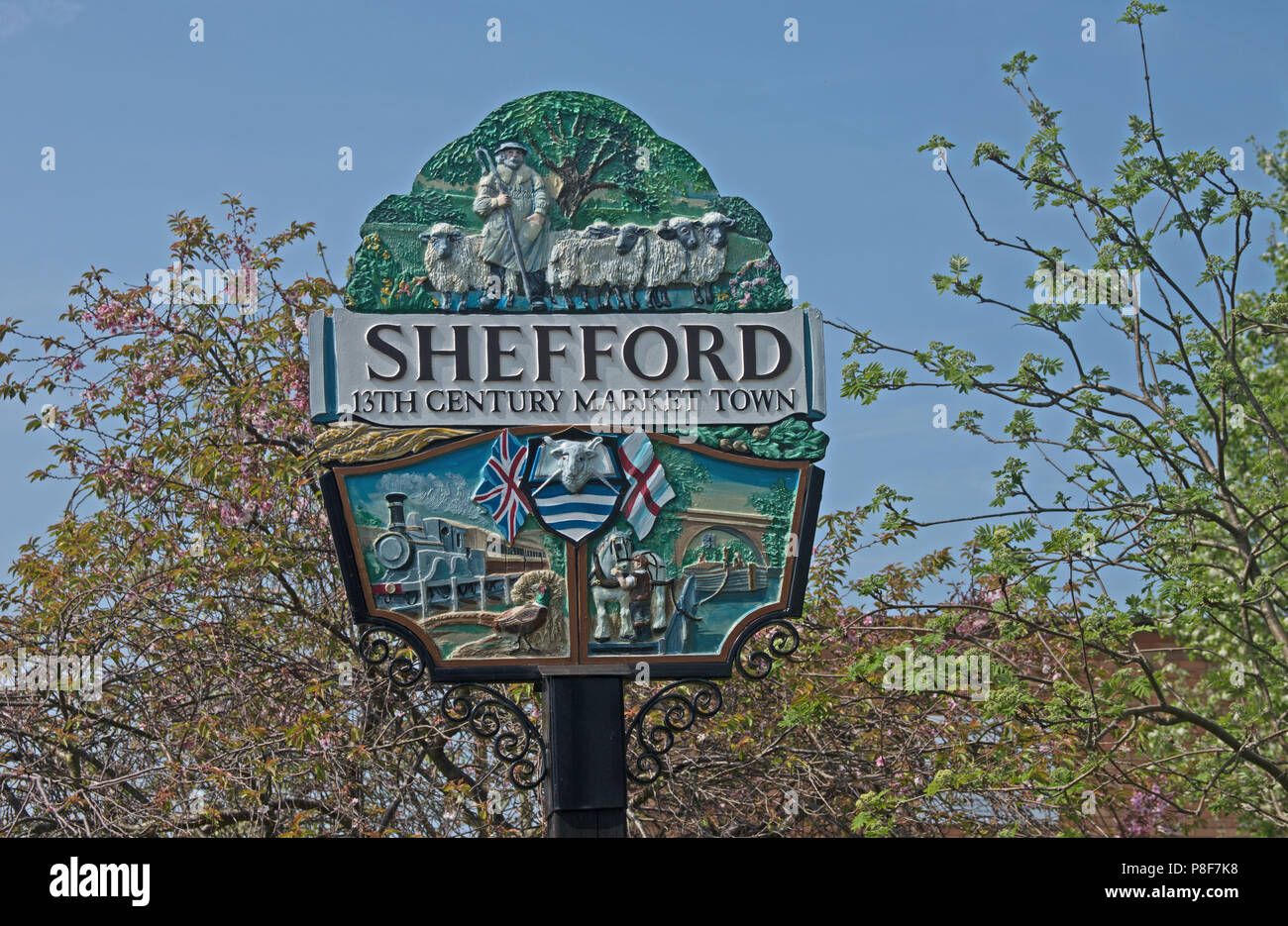 Shefford Village Sign, Bedfordshire Stock Photo - Alamy