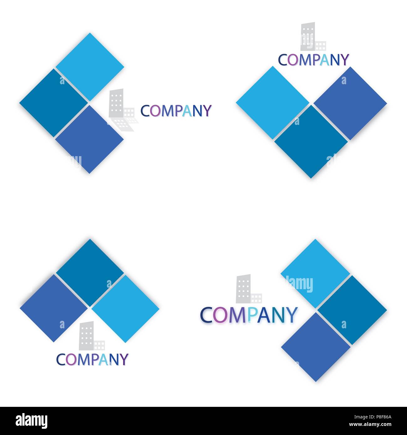 Business Concepts, Vector Set of Abstract Blue Logo with Modern ...