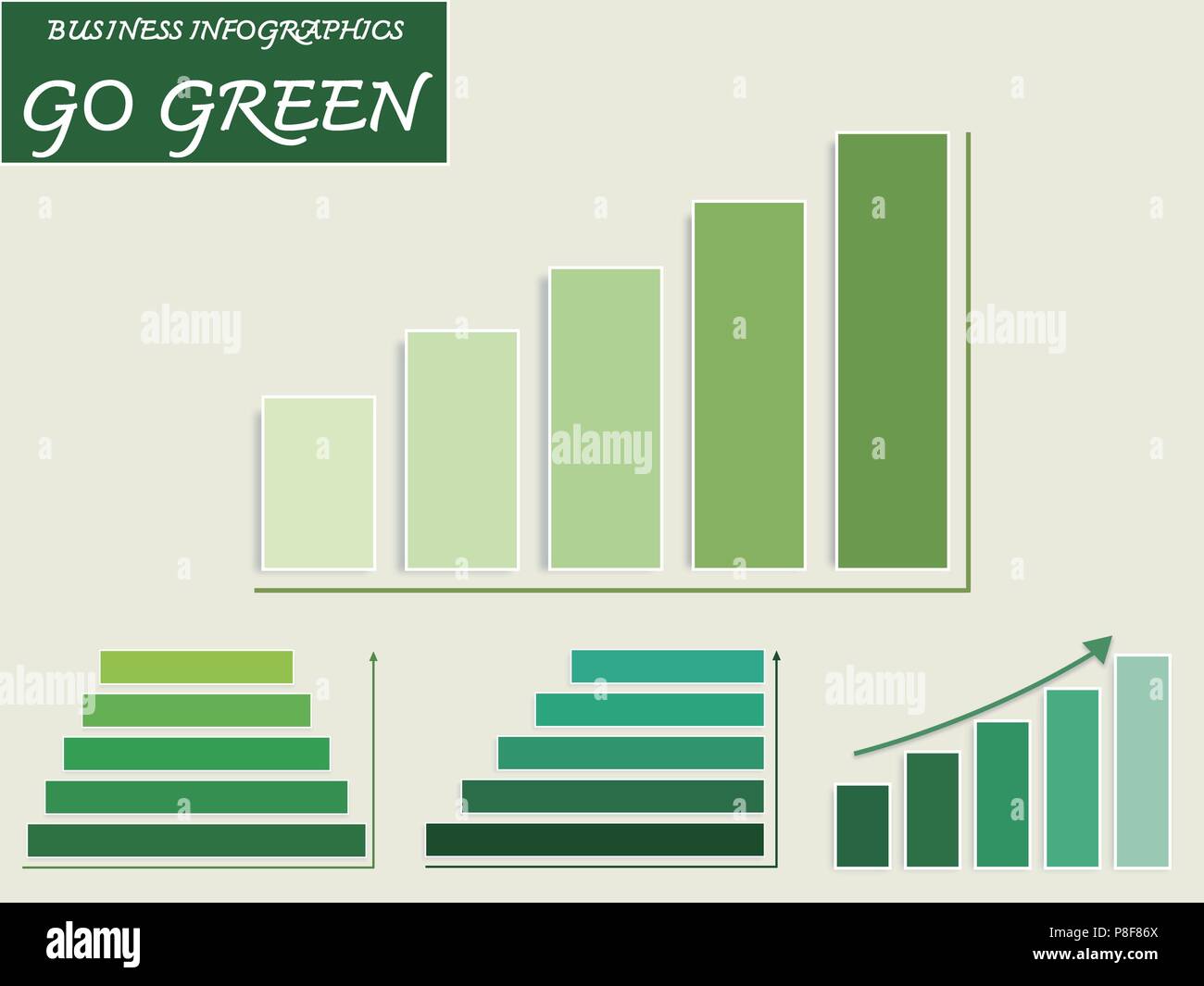 Business and Marketing Go Green Concepts, Vector Set of Green Bar ...