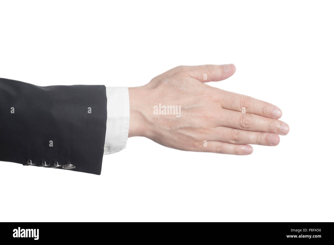 Handshake gesture businessman hand isolated on white background Stock ...