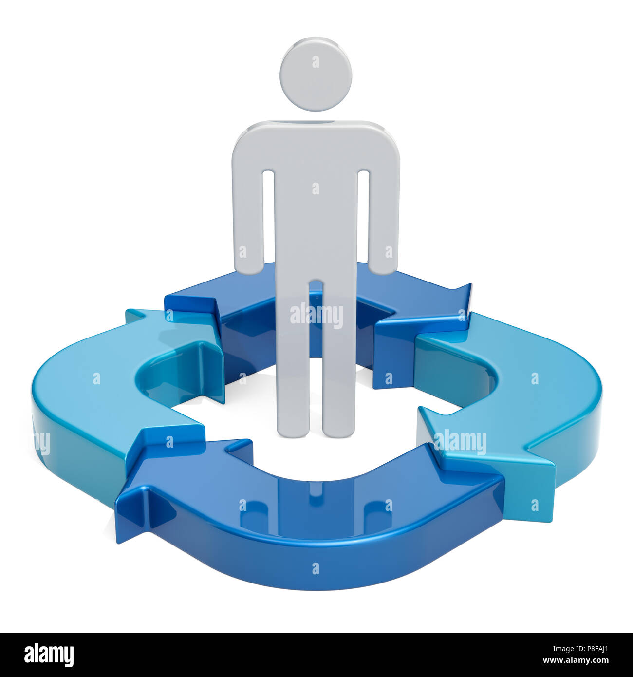Figure people with blue arrows, business concept. 3D rendering Stock ...