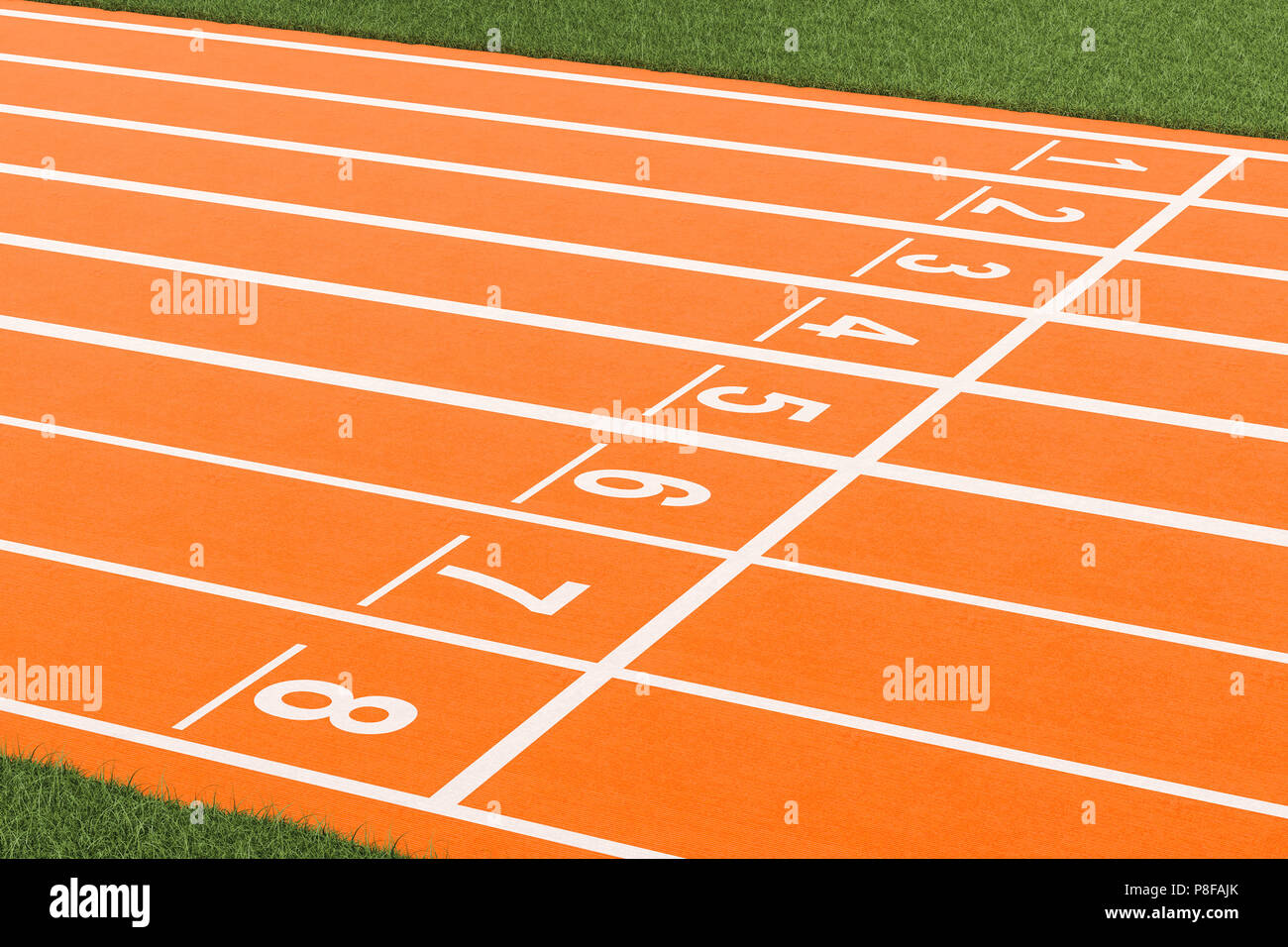 Start running track in stadium, 3D rendering Stock Photo - Alamy