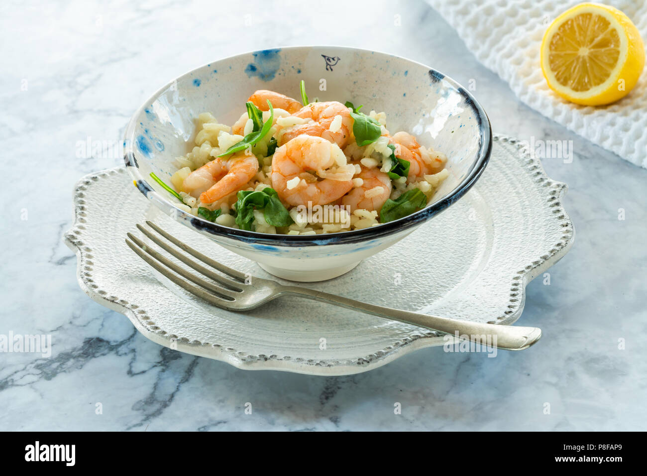Prawn, fennel and rocket risotto Stock Photo - Alamy
