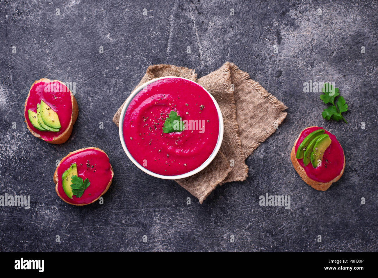 Beetroot hummus. Healthy vegan appetizer Stock Photo - Alamy