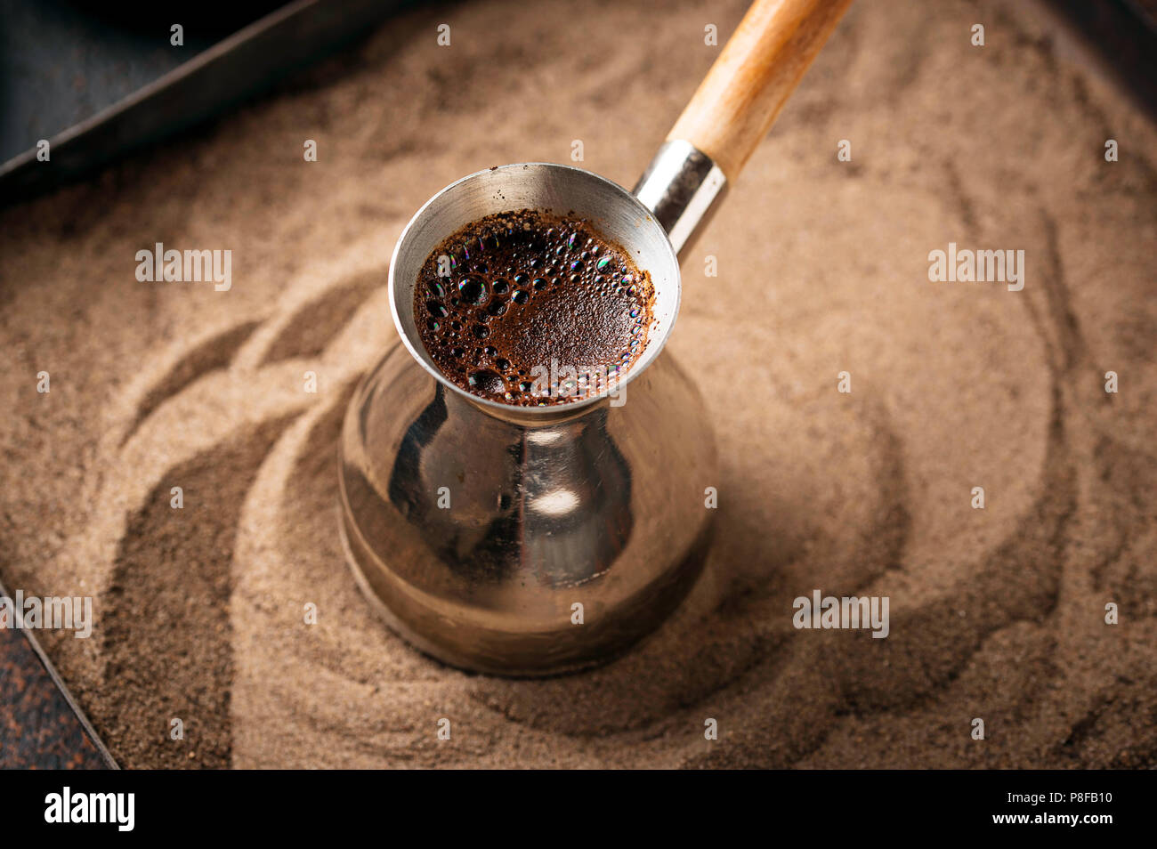 Traditional turkish coffee in cezve Stock Photo - Alamy