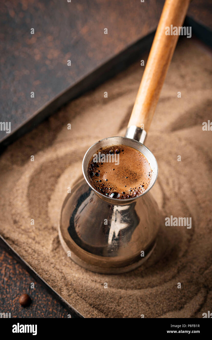 Traditional turkish coffee in cezve Stock Photo - Alamy
