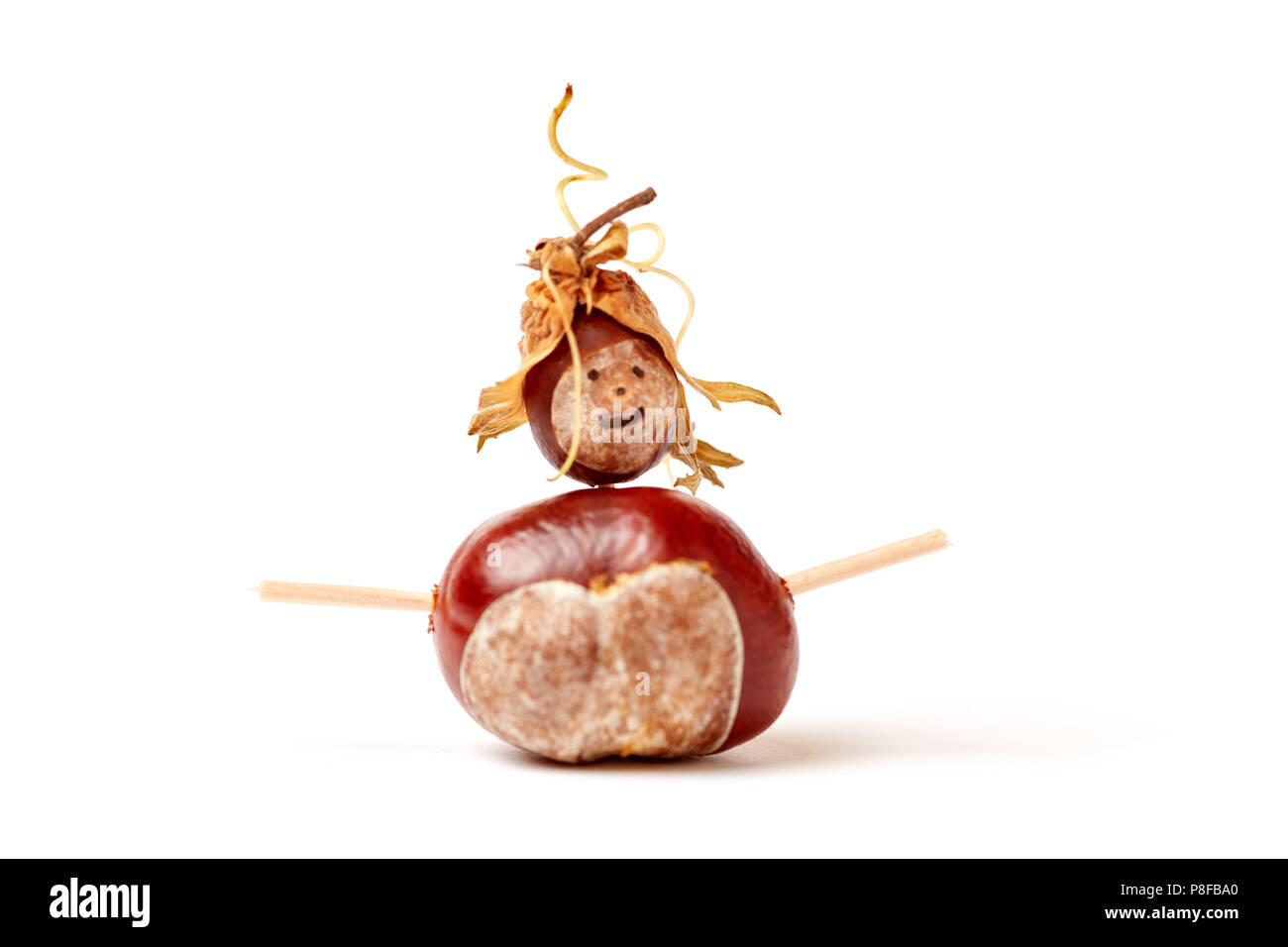 Funny chestnut man made of chestnuts and Steichhälzern in autumn Stock ...