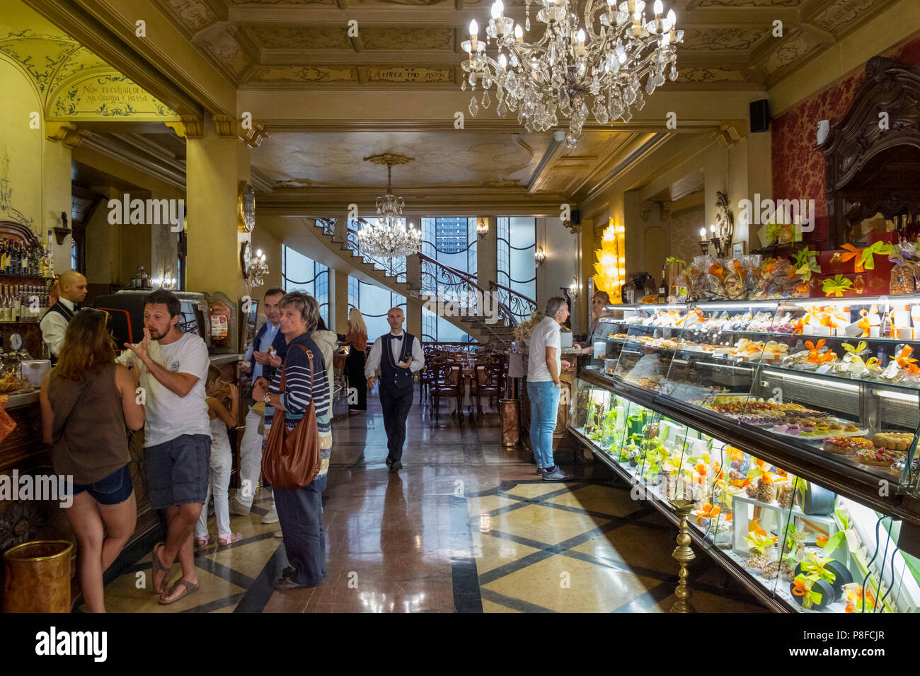 Interior of the historic Caffè Torino, Piazza San Carlo, Turin, Italy ...