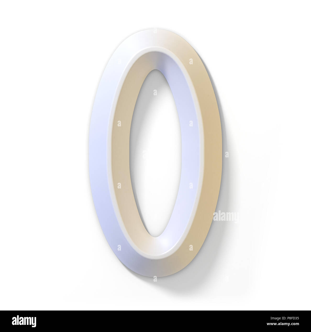 White dimensional font number 0 ZERO 3D render illustration isolated on ...