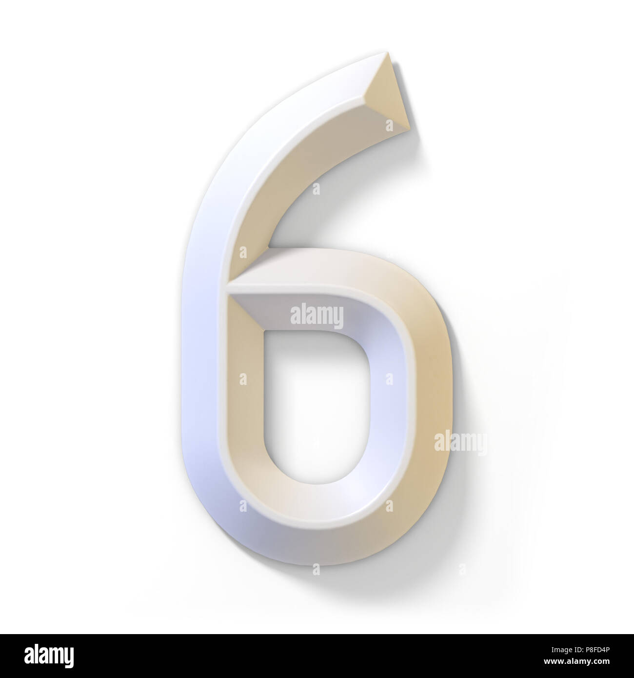 White dimensional font number 6 SIX 3D render illustration isolated on ...