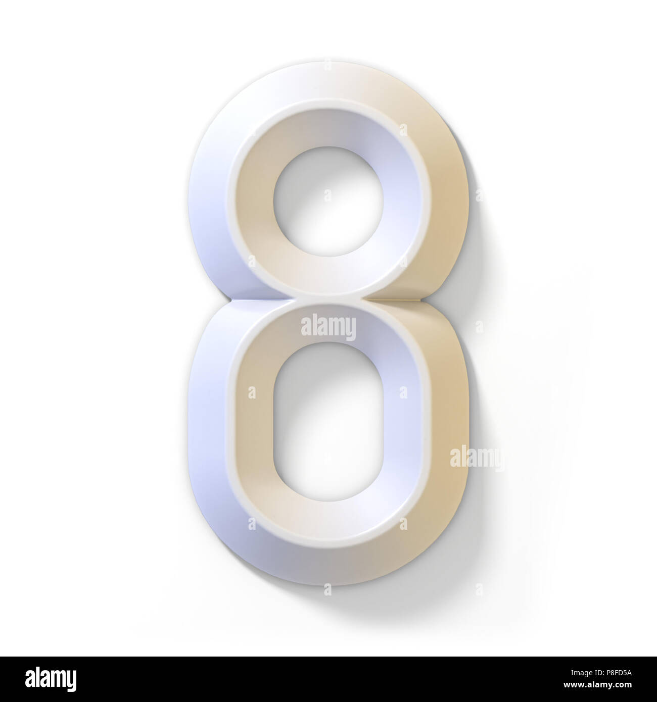 White dimensional font number 8 EIGHT 3D render illustration isolated ...