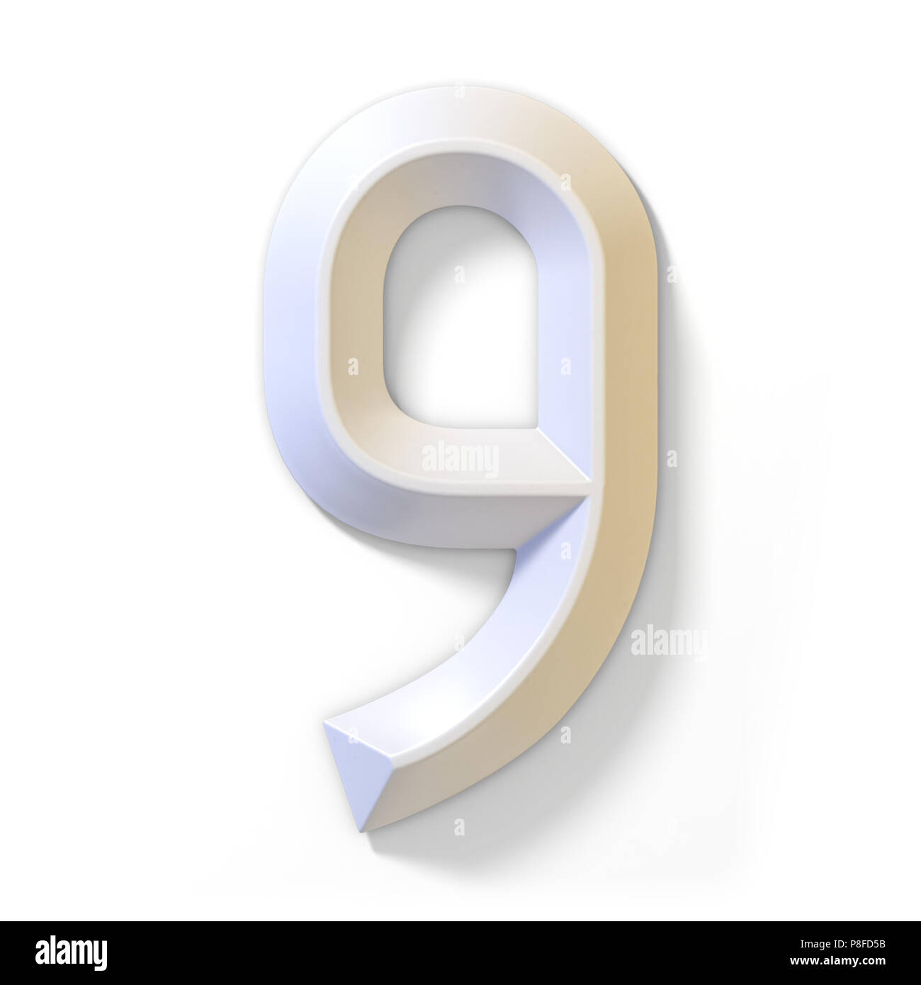 White dimensional font number 9 NINE 3D render illustration isolated on ...