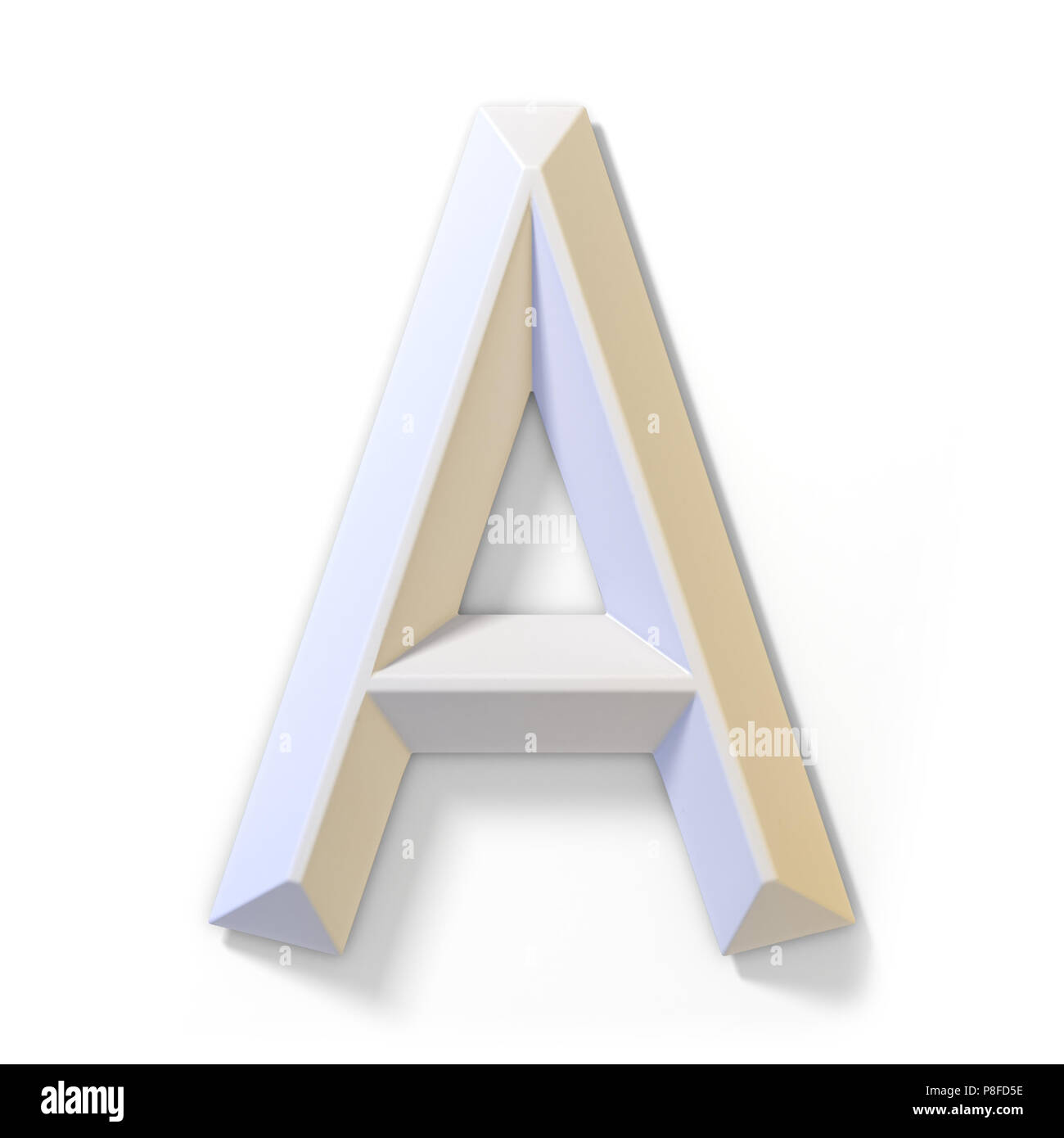 White dimensional font LETTER A 3D render illustration isolated on ...