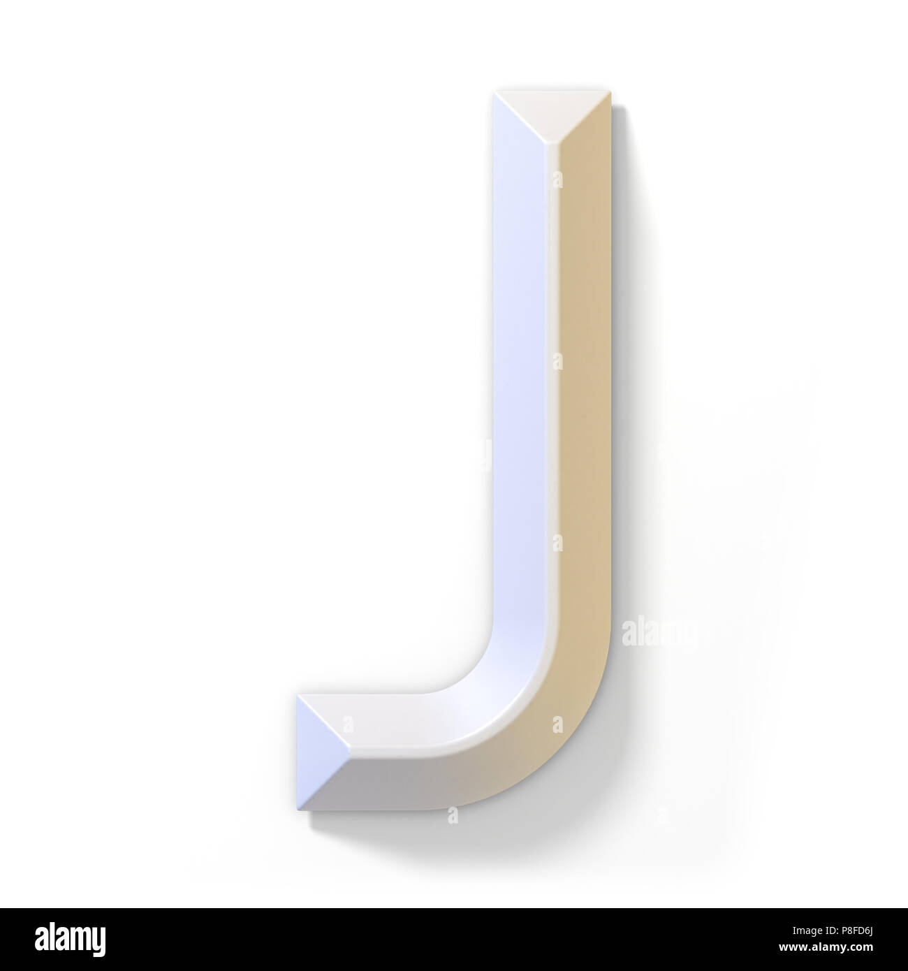 White dimensional font LETTER J 3D render illustration isolated on ...