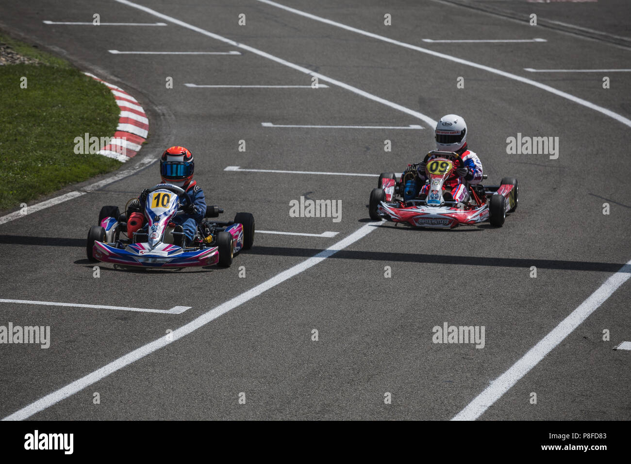 Super mini Go Kart Racer on the Track, Swiss Kart Championship Wohlen ...