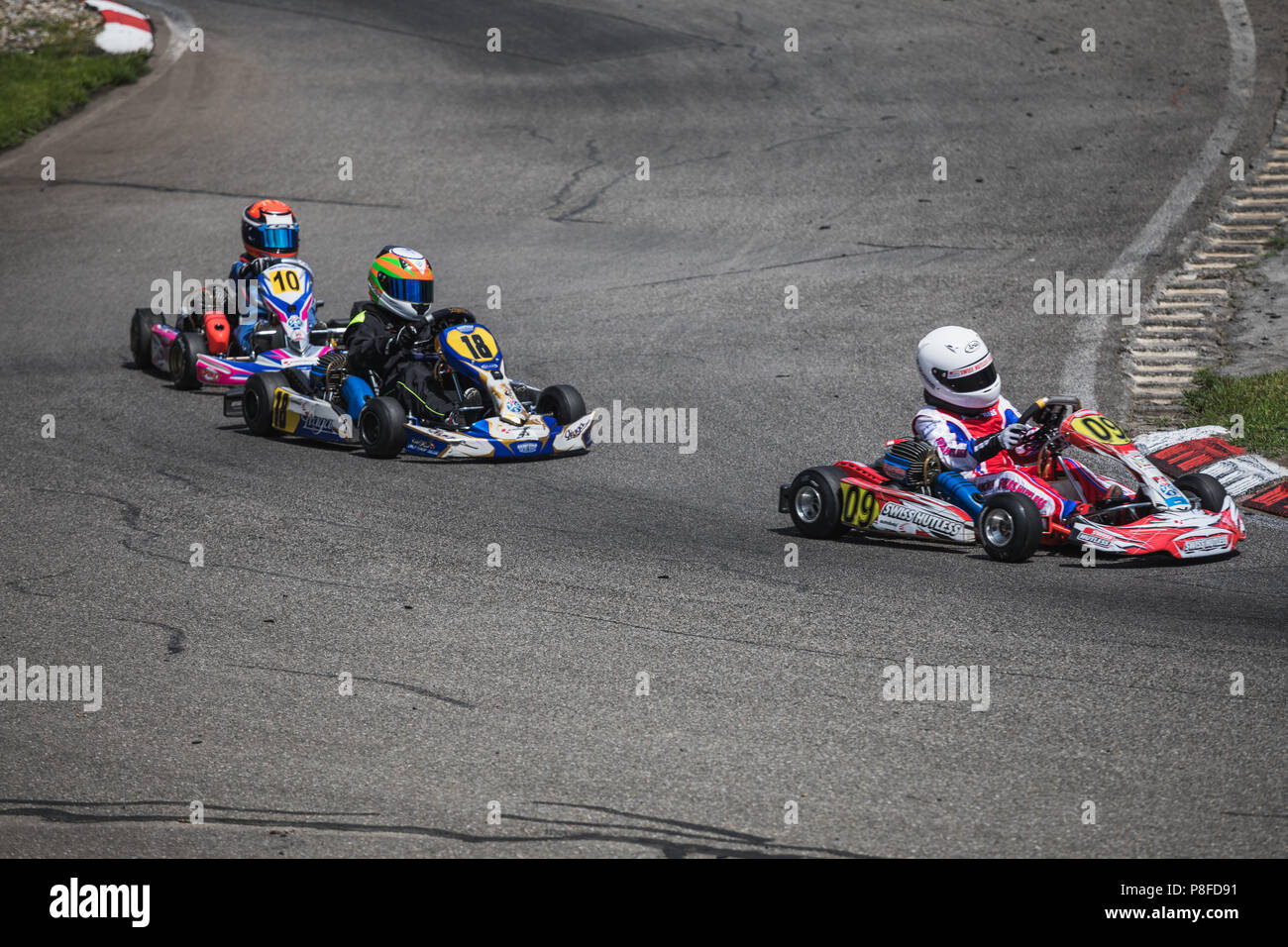 Super mini Go Kart Racer on the Track, Swiss Kart Championship Wohlen ...